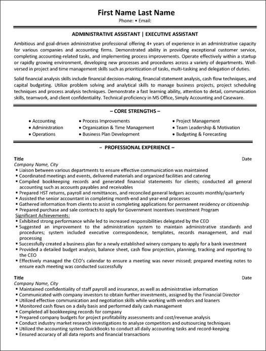 Administrative Assistant Resume Sample Template