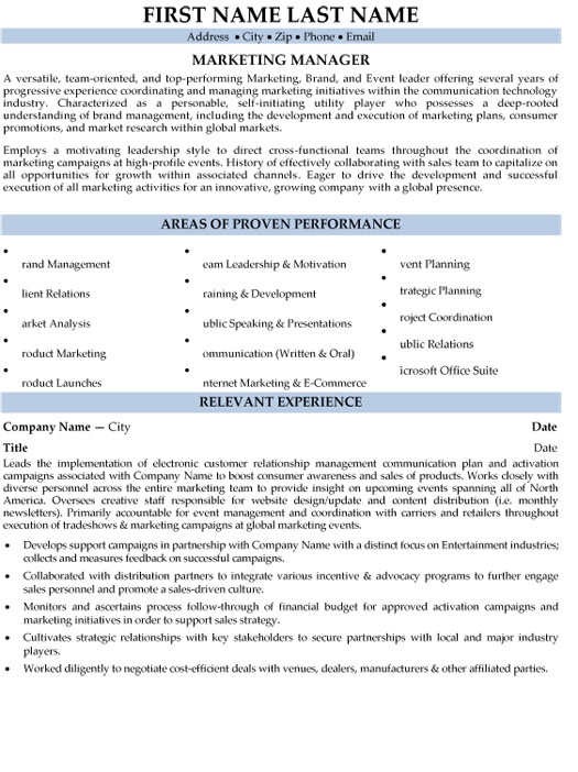 Top Marketing Resume Templates Samples