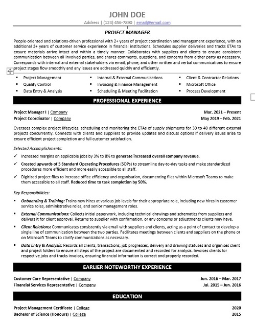 Top Project Management Resume Templates & Samples